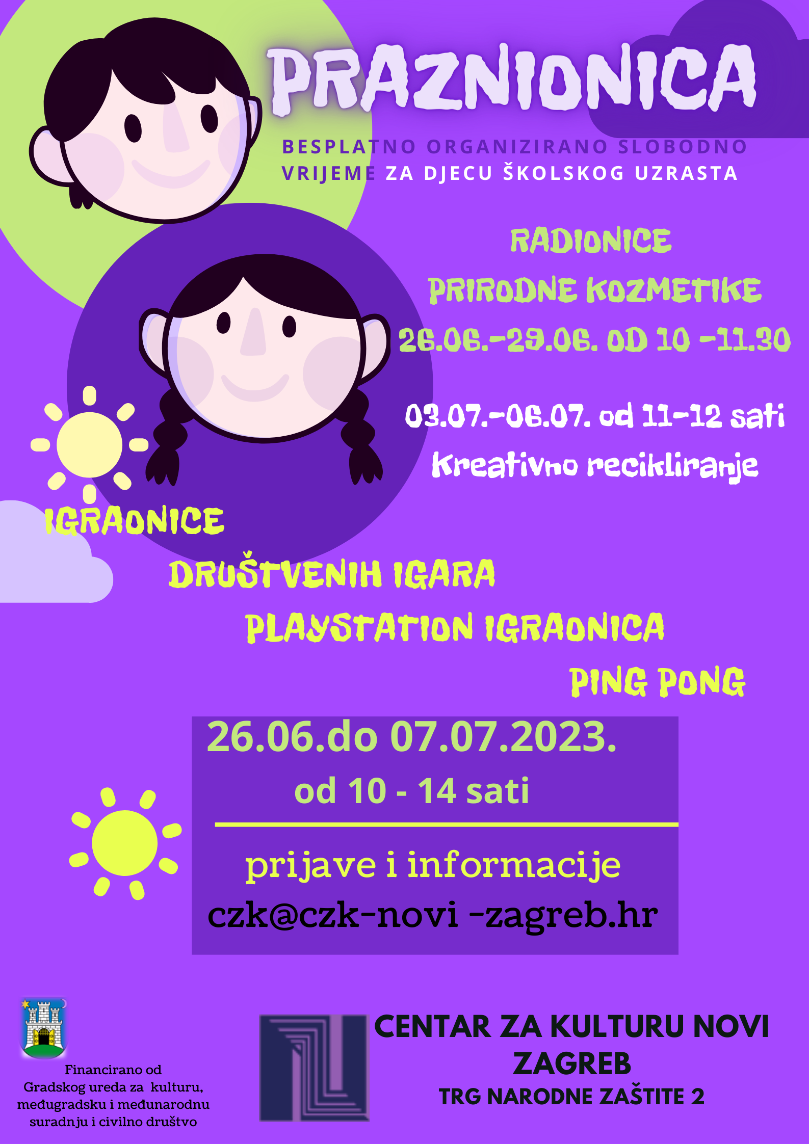 PRAZNIONICA - ljetni praznici u Centru 26.06.- 07.07.2023. - Centar za kulturu